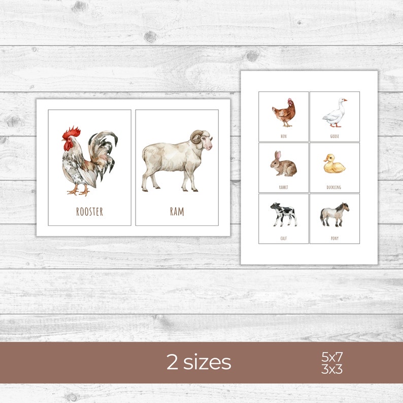 Farm Animals Flash Cards Printable for Toddler or Kids, Educational ...