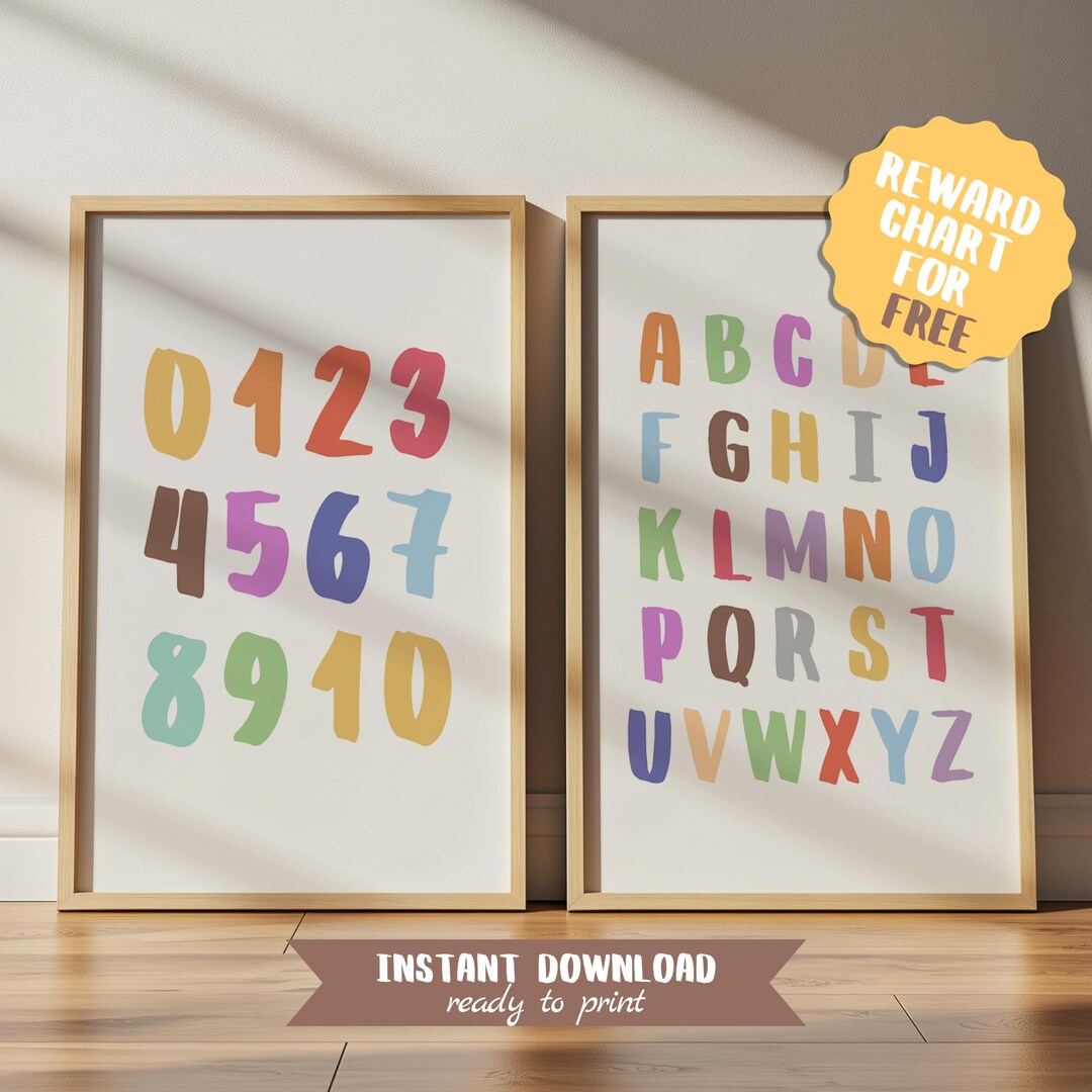 Alphabet and Numbers 1-10 Poster Set – Educational ABC Print for ...