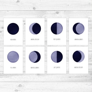 Moon Phases Flash Cards for Kids, Preschool Learning Montessori ...