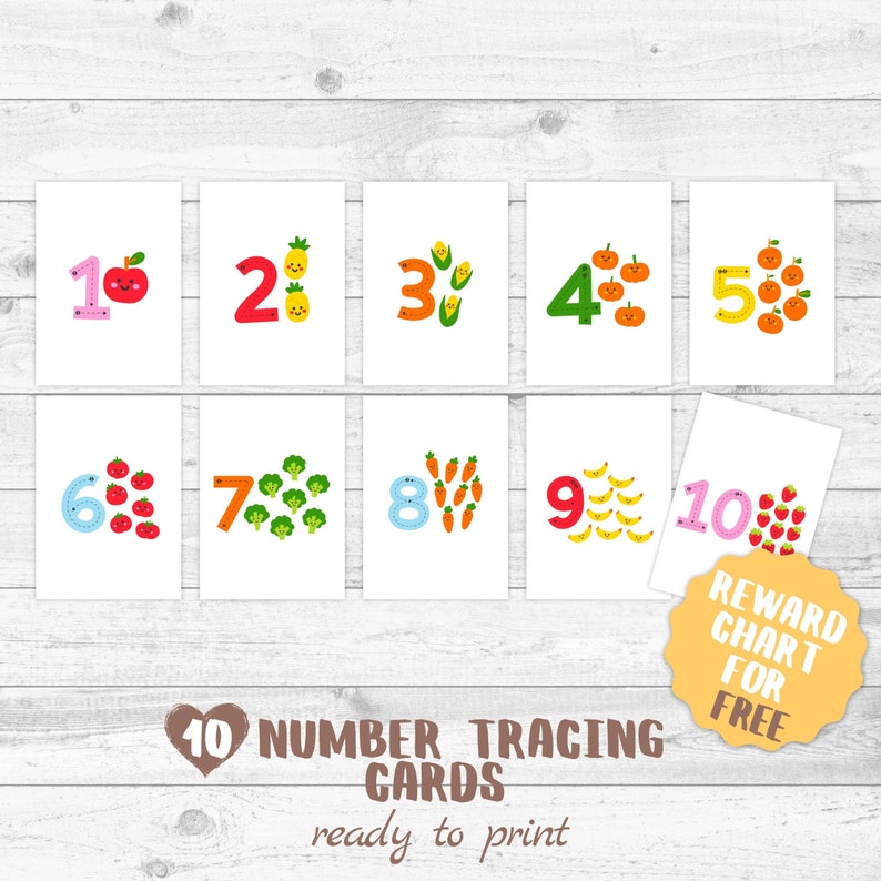Number Tracing Cards for Kids - Printable Handwriting Practice ...