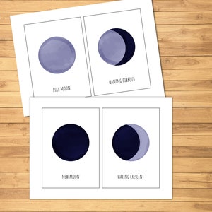 Moon Phases Flash Cards for Kids, Preschool Learning Montessori ...