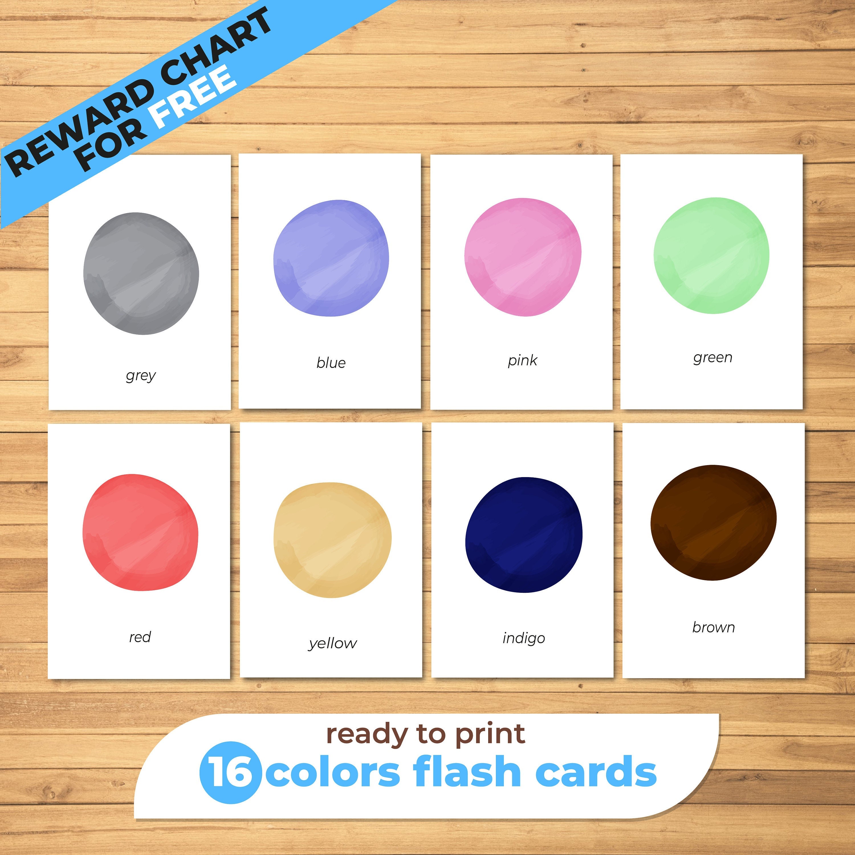Colors Flash Cards for Kids, Printable Montessori and Teachers ...