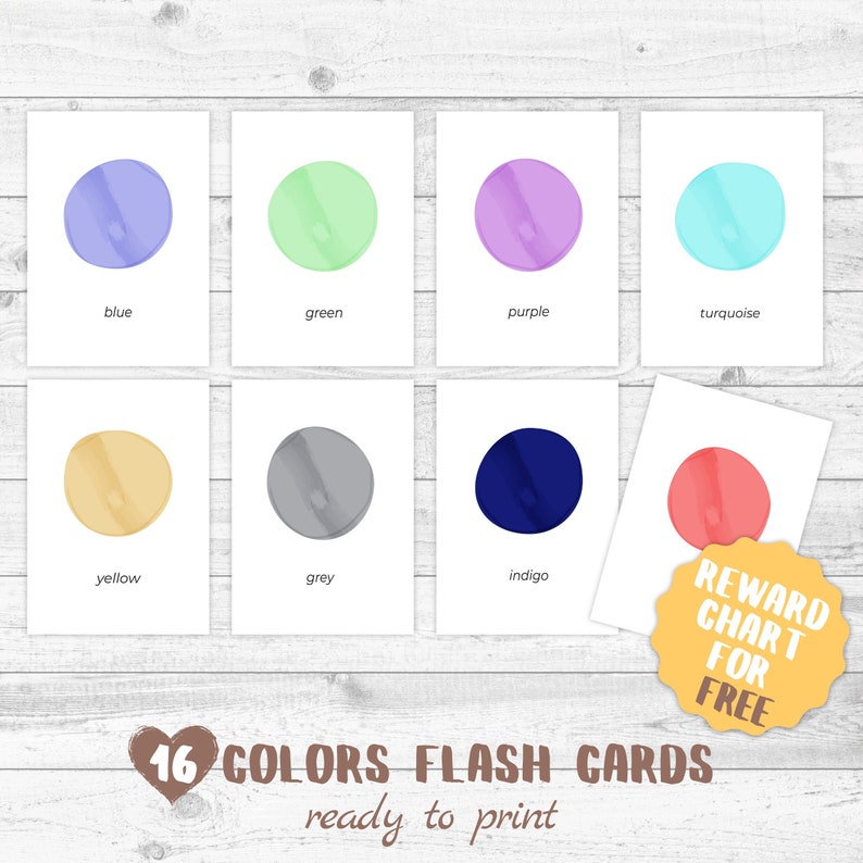 Colors Flash Cards for Kids, Printable Montessori and Teachers ...