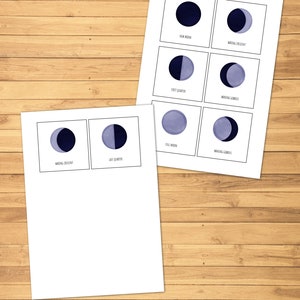 Moon Phases Flash Cards for Kids, Preschool Learning Montessori ...