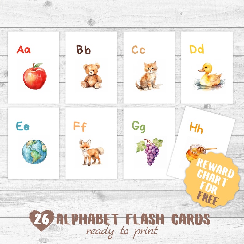 Alphabet Flashcards for Kids, Printable Montessori ABC Flashcards ...