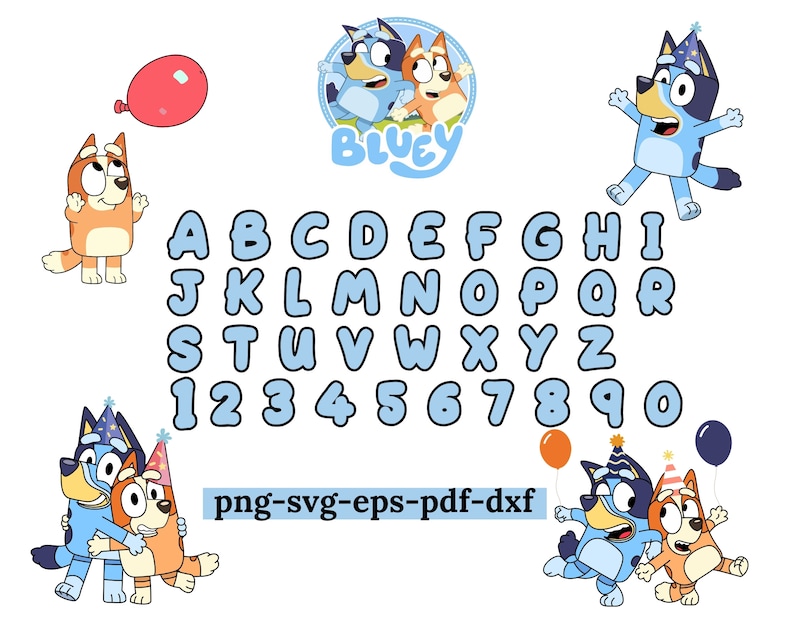 Bluey Alphabet Letters Svg, Png, Pdf Font Ttf, Download, Bluey Cricut ...