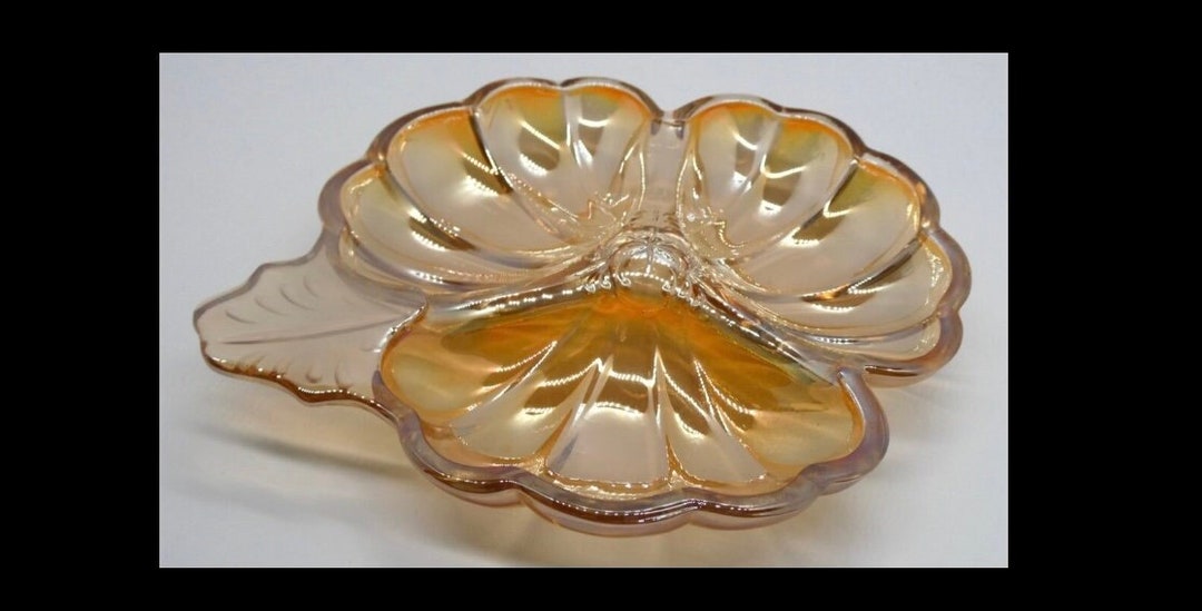 Vintage Depression Carnival Glass Iridescent Jeanette Marigold Gold 3 ...