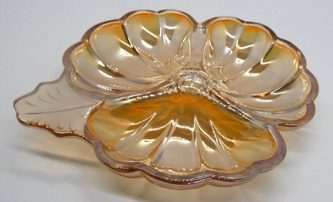 Vintage Depression Carnival Glass Iridescent Jeanette Marigold Gold 3 ...