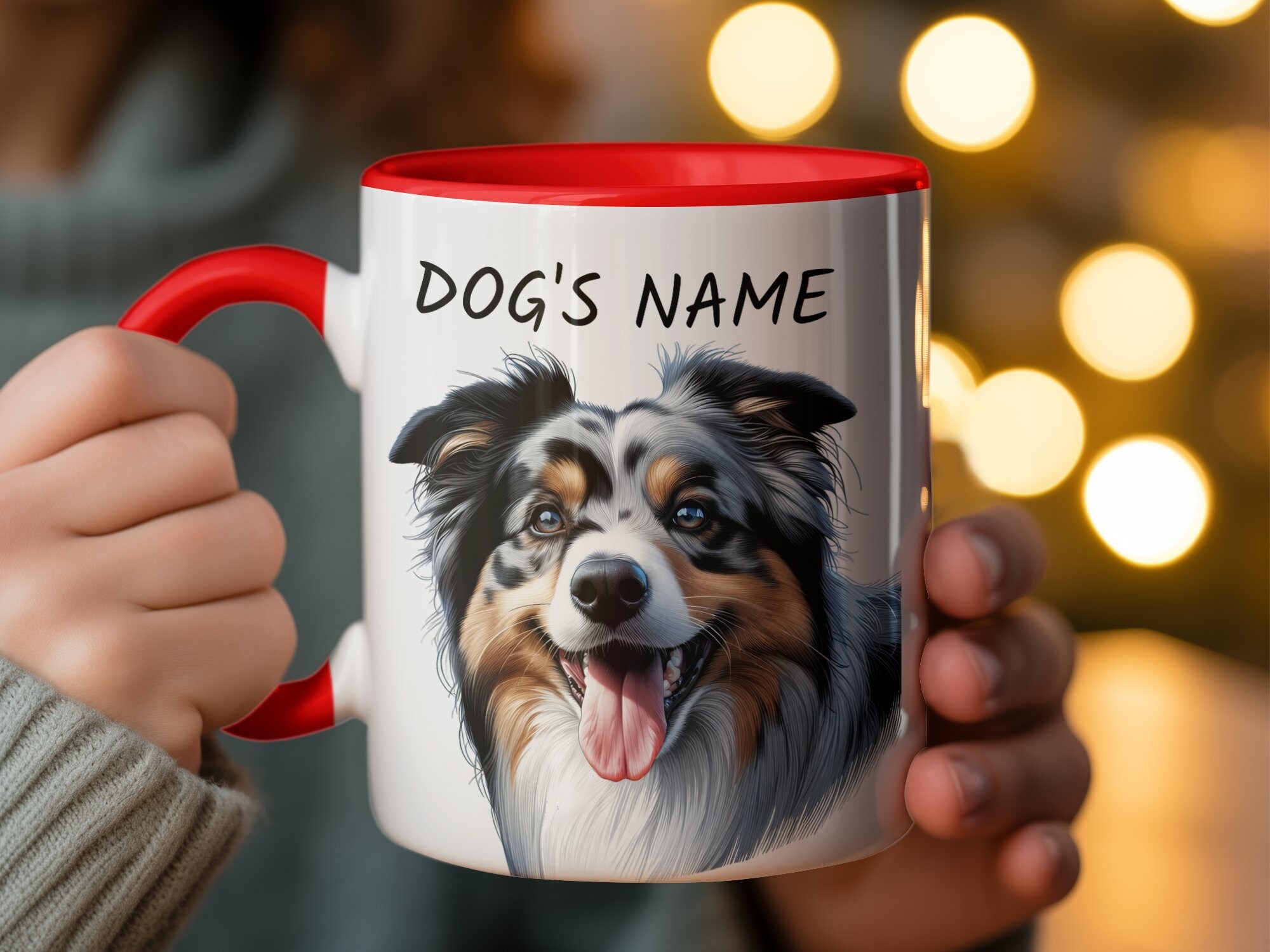 Custom Dog Portrait Mug, Australian Shepherd Coffee Cup, Personalized ...
