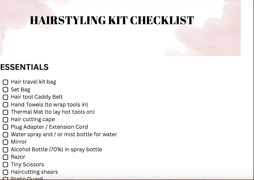 Hairstyling Kit Checklist - Etsy