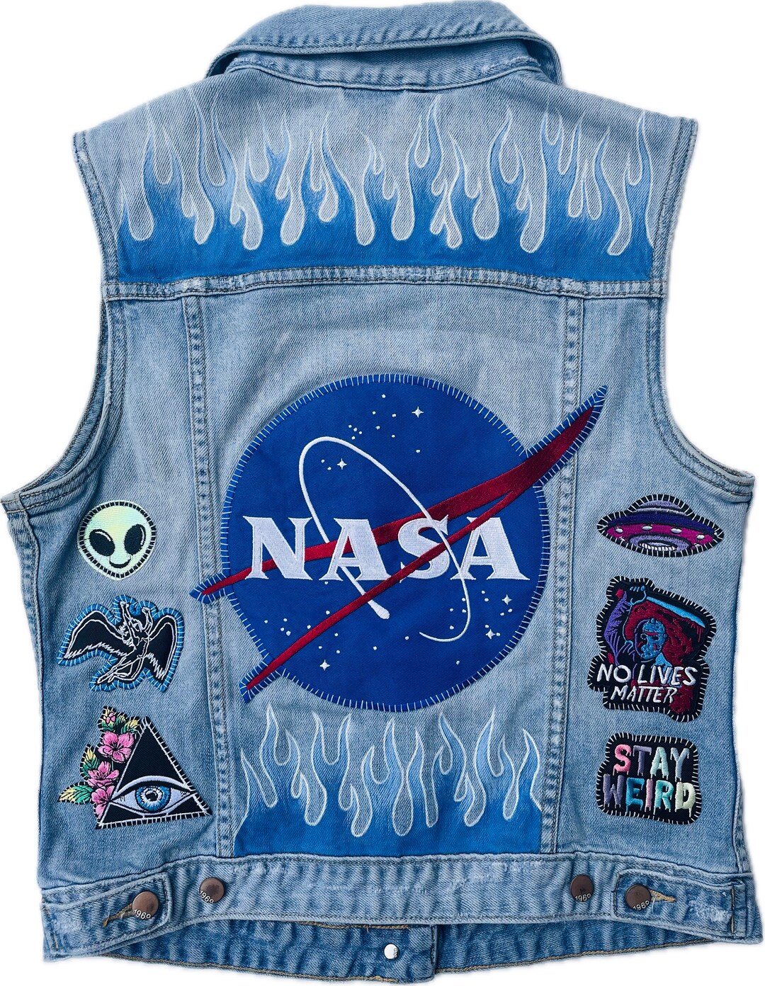 Custom Denim Battle Vest Women’s Size Small - Etsy