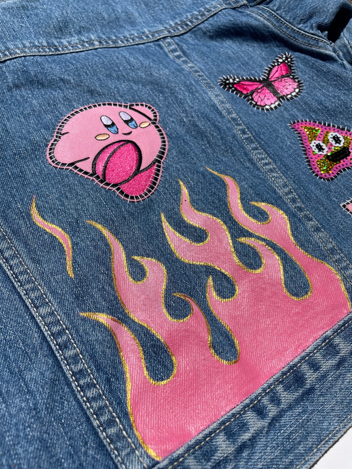 Custom Denim Battle Jacket Girls Size 6 - Etsy