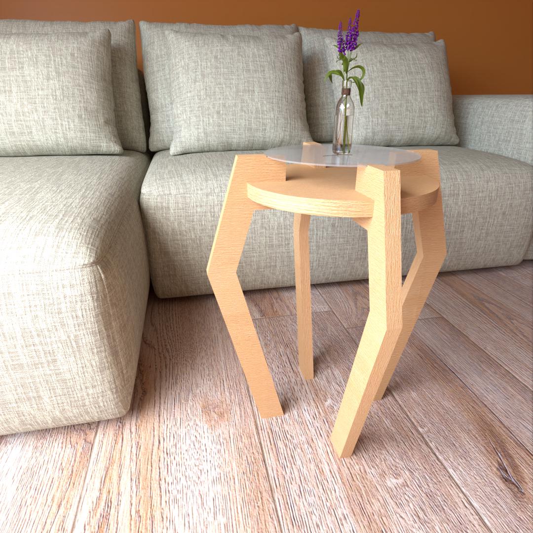 Modern Wooden and Glass Side Table Design - Digital Files - Etsy