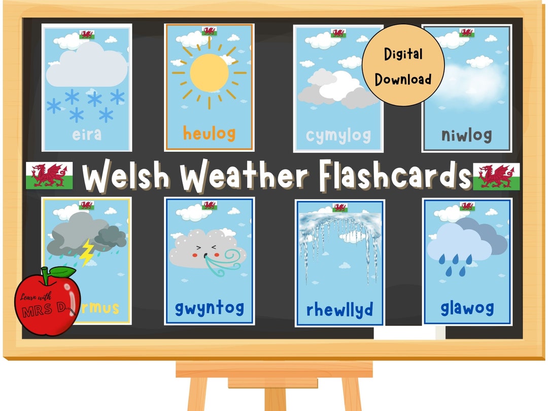 Welsh Weather Posters/ Flashcards Digital Download - Etsy UK
