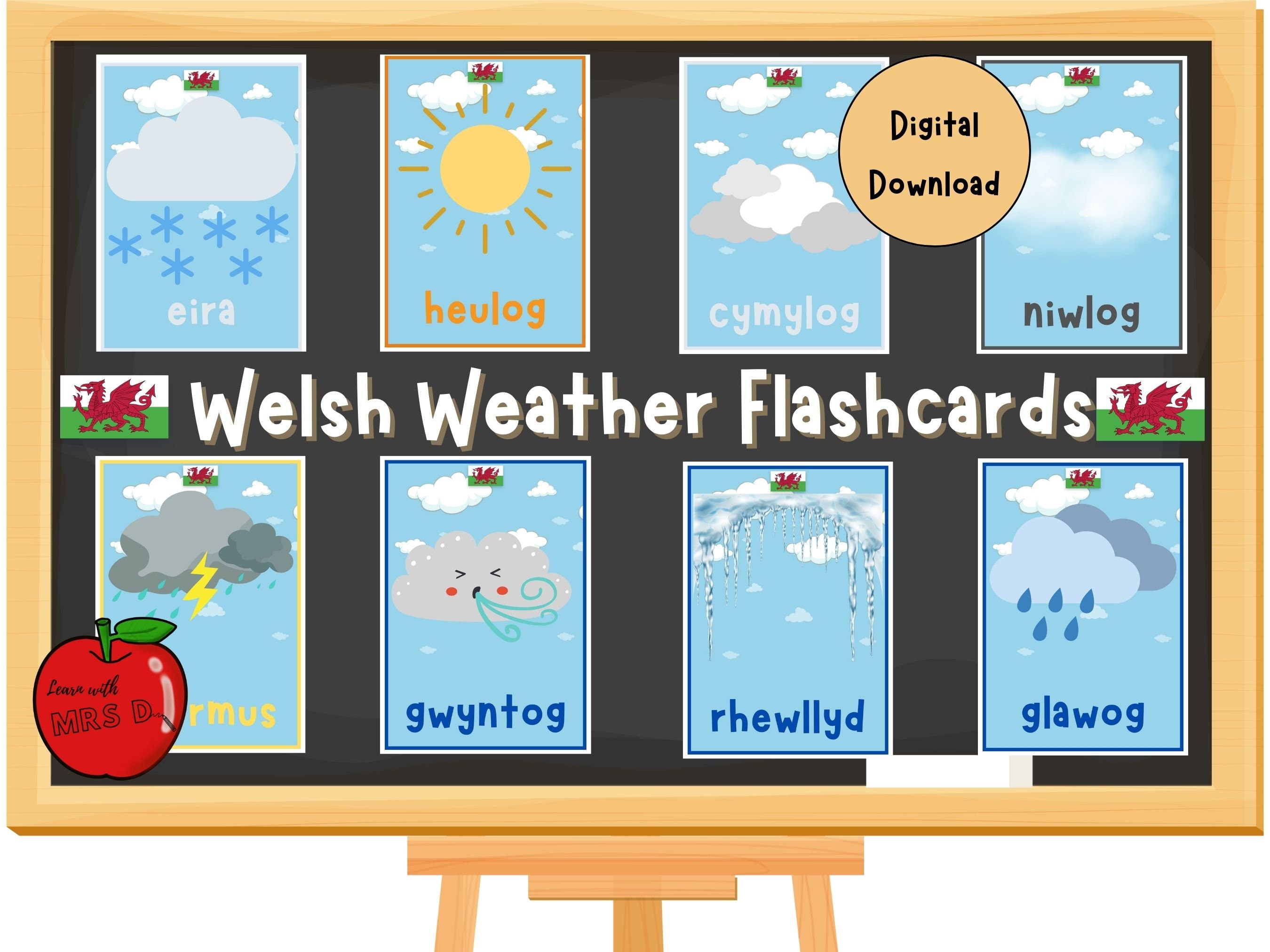 Welsh Weather Posters/ Flashcards Digital Download - Etsy UK