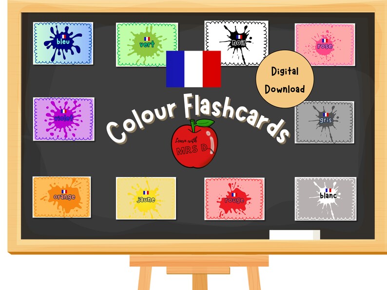 French Colour Posters/flashcards Digital Download - Etsy