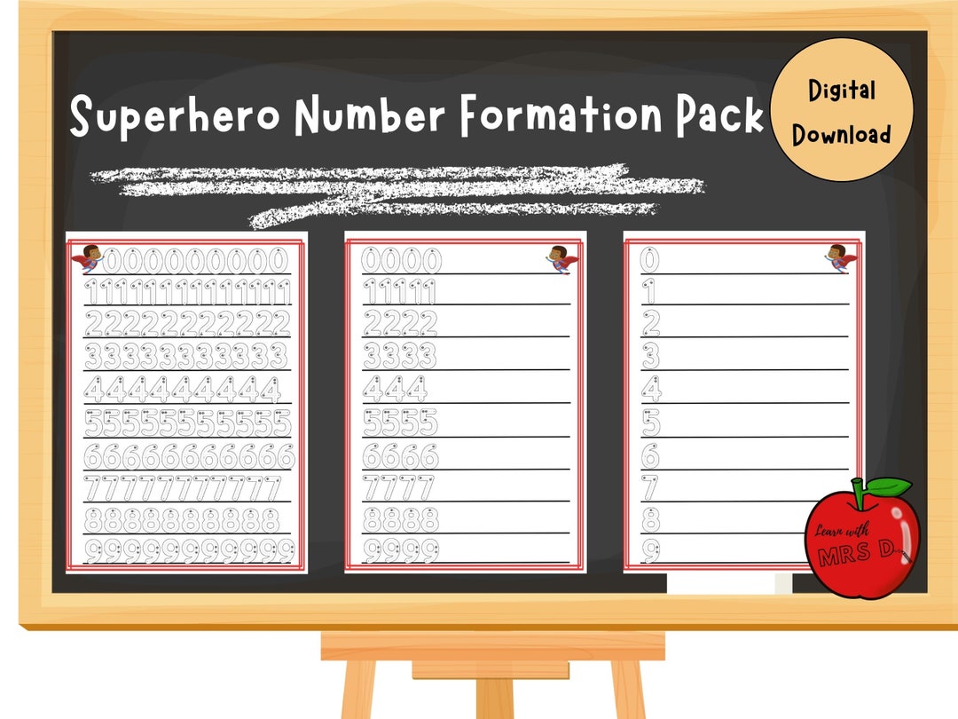 Superhero Themed Number Formation Pack - Etsy
