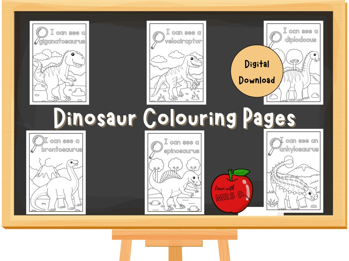 Dinosaur Colouring Pack - Etsy UK