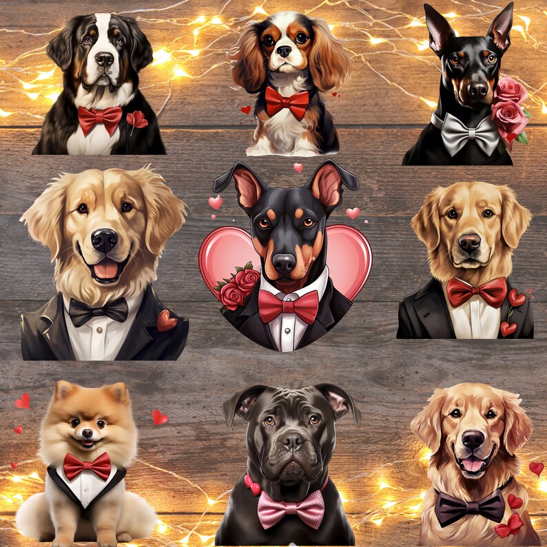 Valentine Dog Bundle Dog Png, Dog Clip Art Valintine Clipart Valetine ...