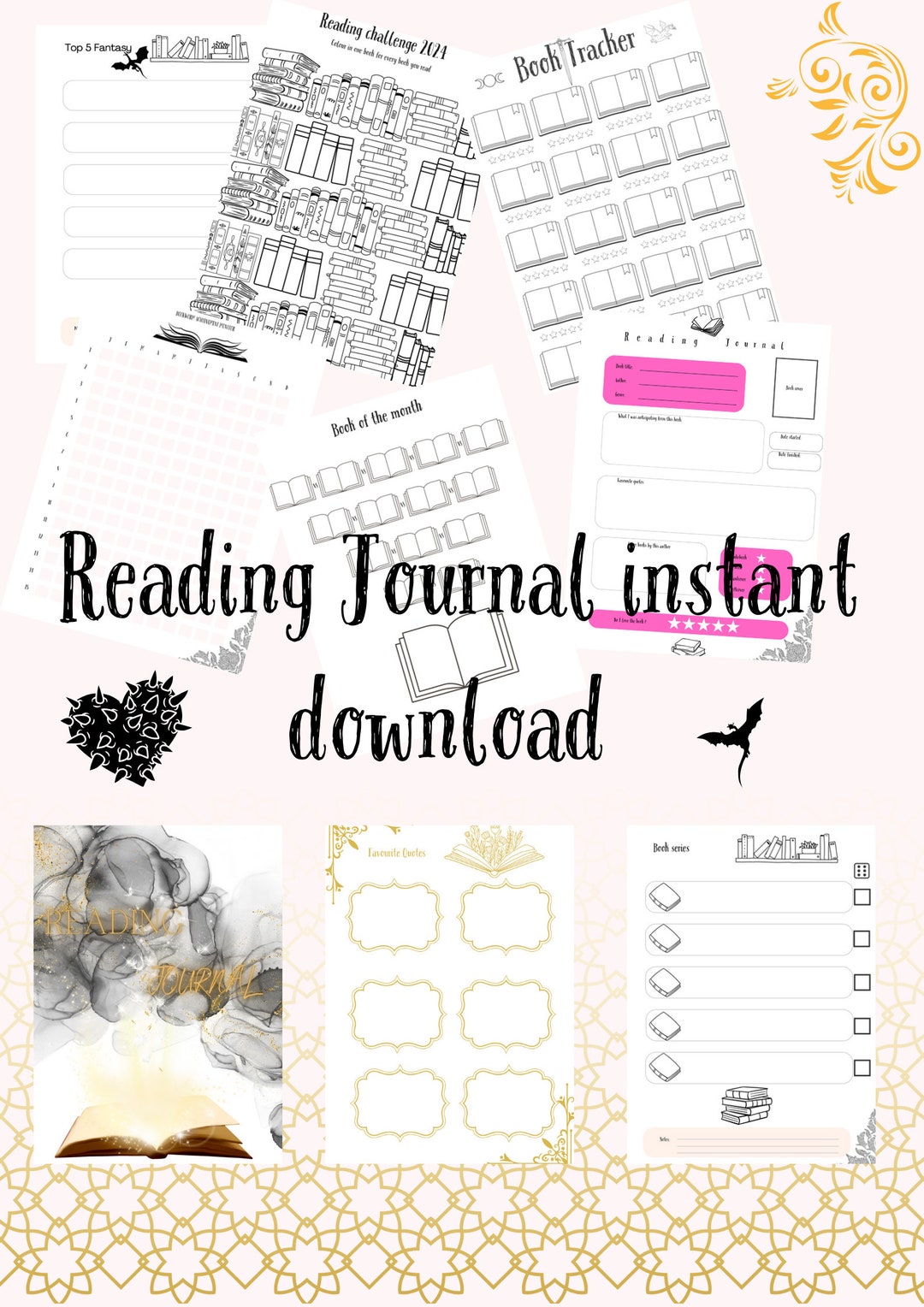 Reading Journal Instant Download Book Lover Challenge Bingo Now Also ...