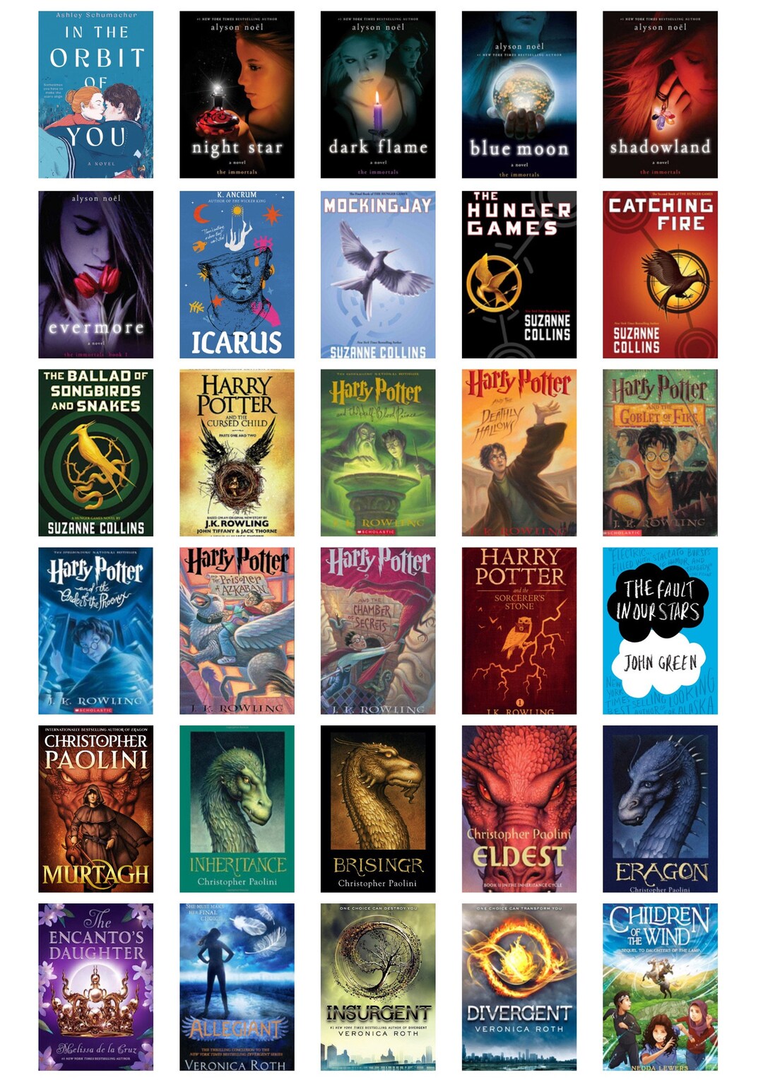 YA Book Cover Stickers Printouts - Etsy