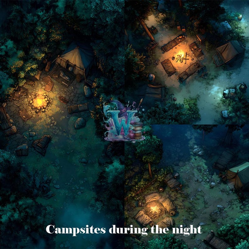 100+ Forest Dnd Battlemap, Pathfinder, Dungeons and Dragons, Campsite ...