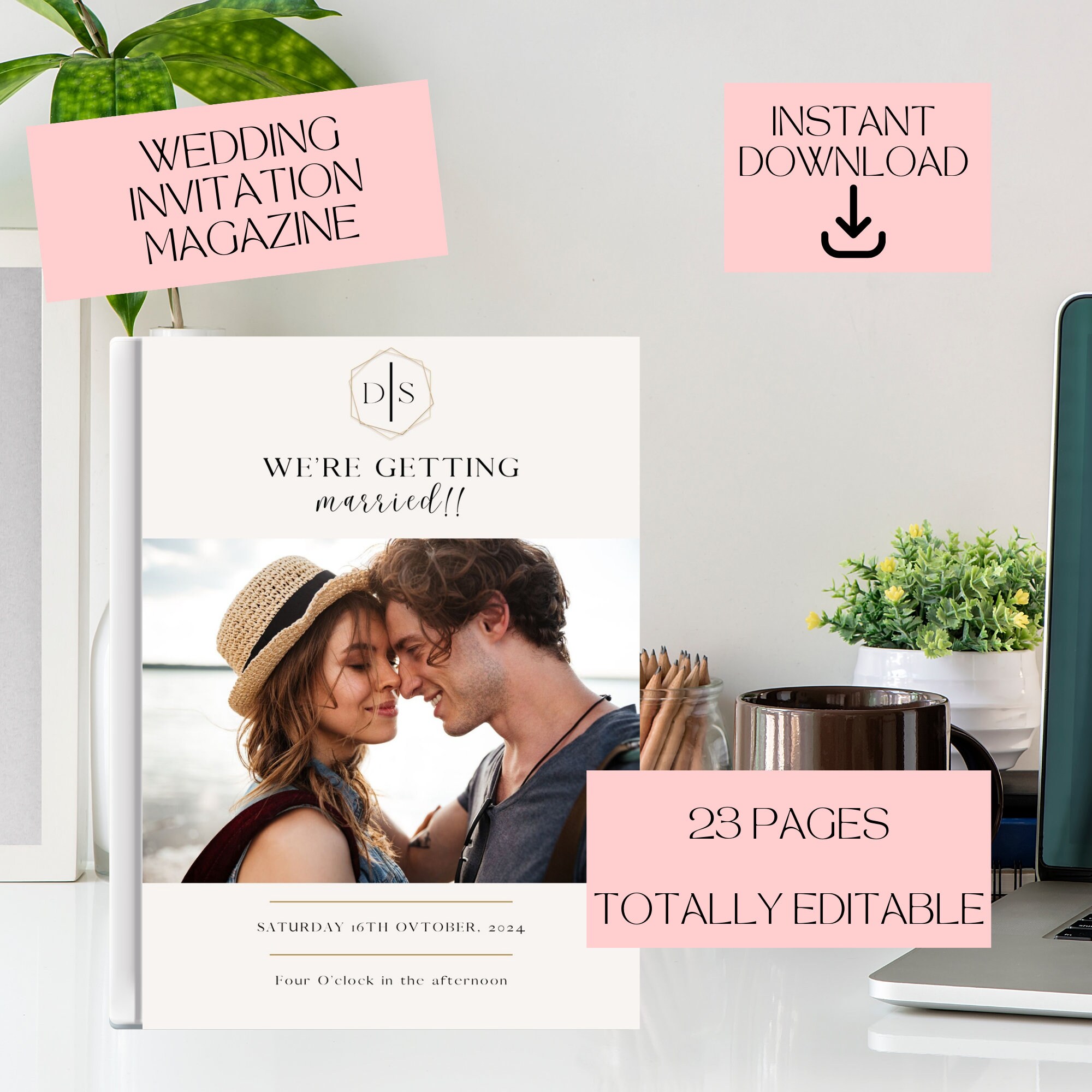Wedding Invitation, Magazine Style Wedding Invitation , Printable ...