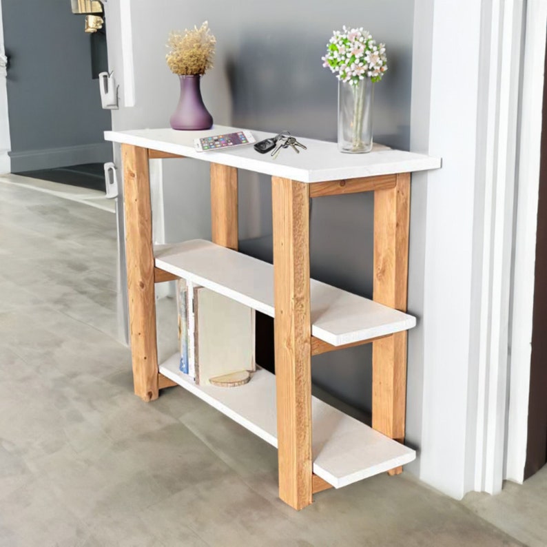 DIY Narrow Side Table Plan, Entry Table Build Plan, Wooden Shoe Rack ...