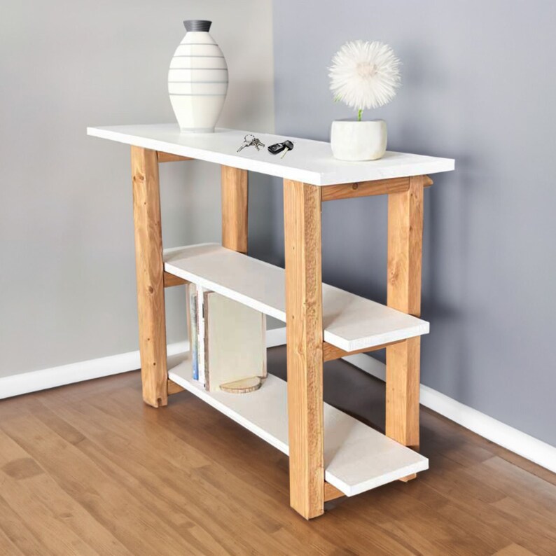 DIY Narrow Side Table Plan, Entry Table Build Plan, Wooden Shoe Rack ...