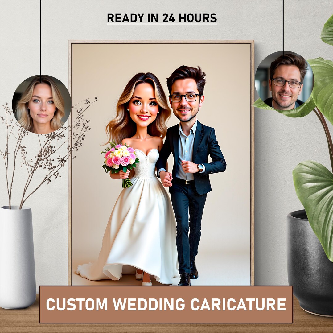 Custom Wedding Couple Caricature, Wedding Caricature, Family Portrait ...