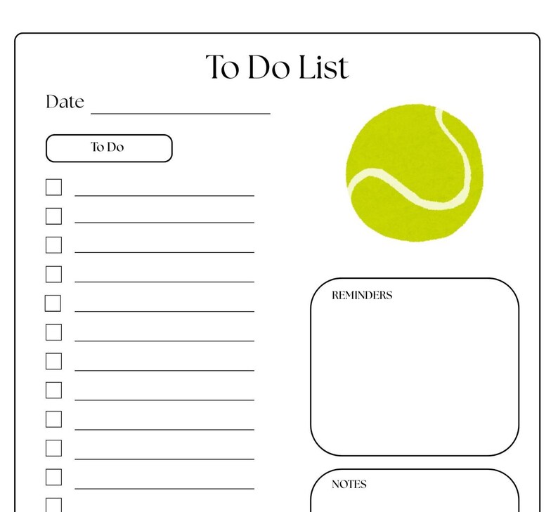 Minimalist To-do List | Printable PDF | Daily Planner | Tennis - Etsy