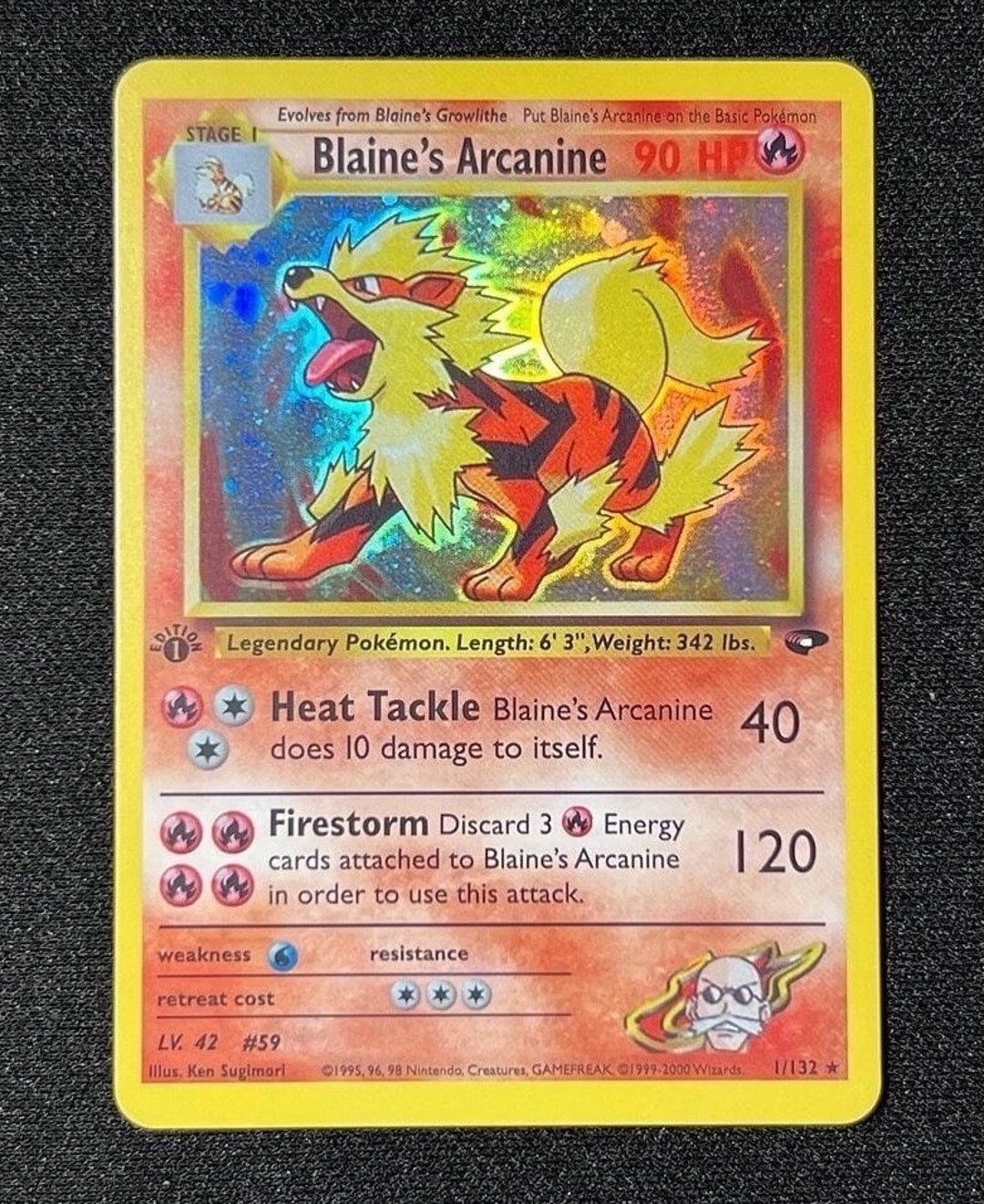 Pokemon Card Blaine's Arcanine First Edition 1st Handmade Holo Mint High Quality Proxy - Etsy