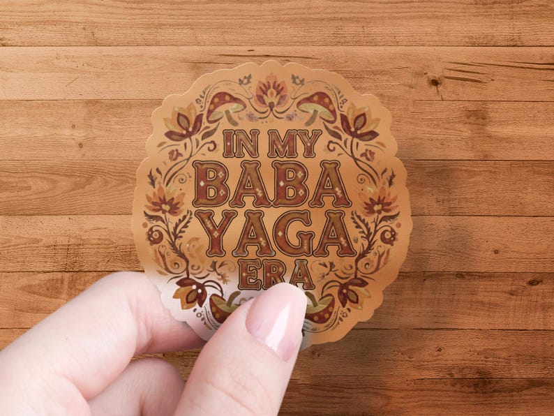Baba Yaga Era Sticker, Slavic Folklore Floral Illustration (transparent ...