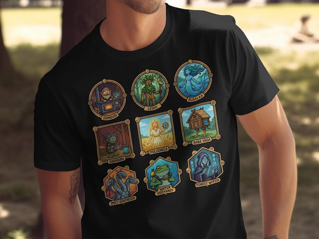 Slavic Mythology T-shirt, Domovoi Leshy Rusalka, Baba Yaga Kikimora ...
