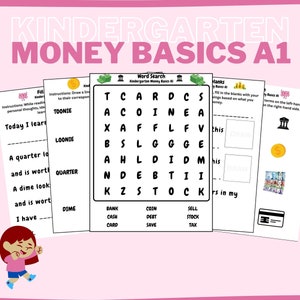 Kindergarten Money Basics - Financial Literacy Worksheets for School ...