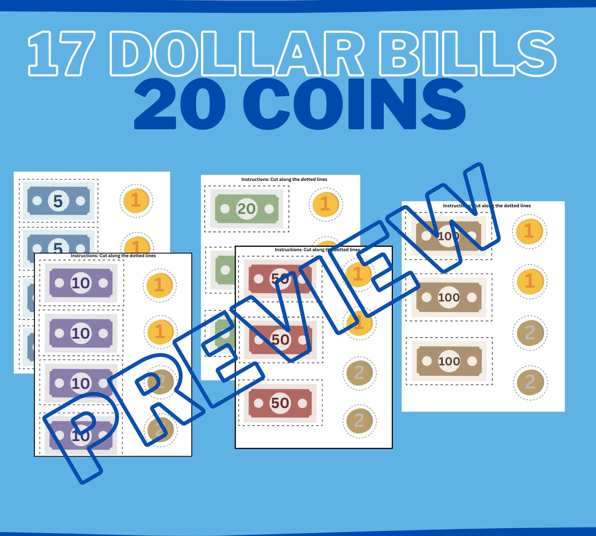 Grade 2 Cut & Play Money Basics Financial Literacy Worksheets for ...