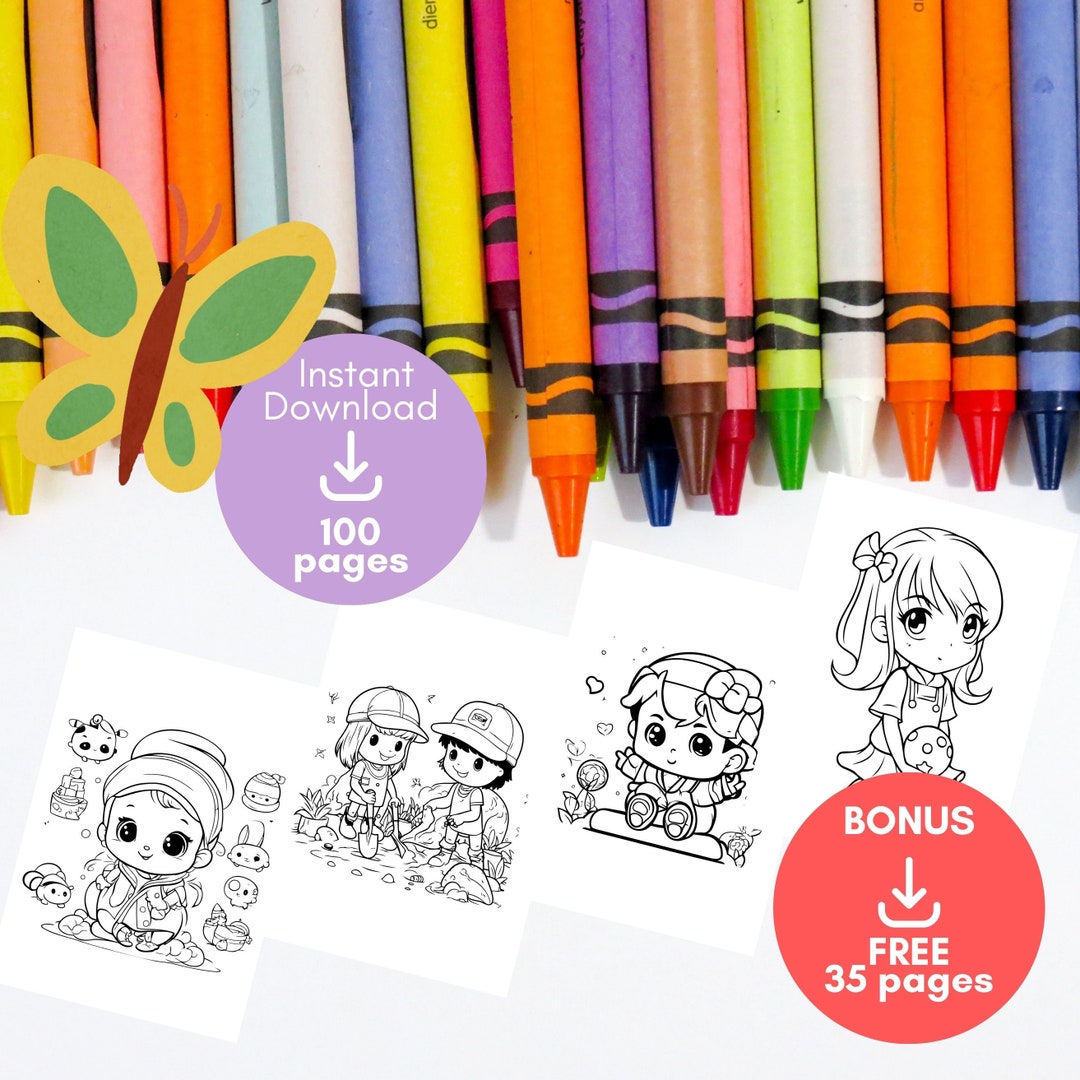100 Coloring Pages for Kids Printable PDF Instant Download Pages of Fun ...