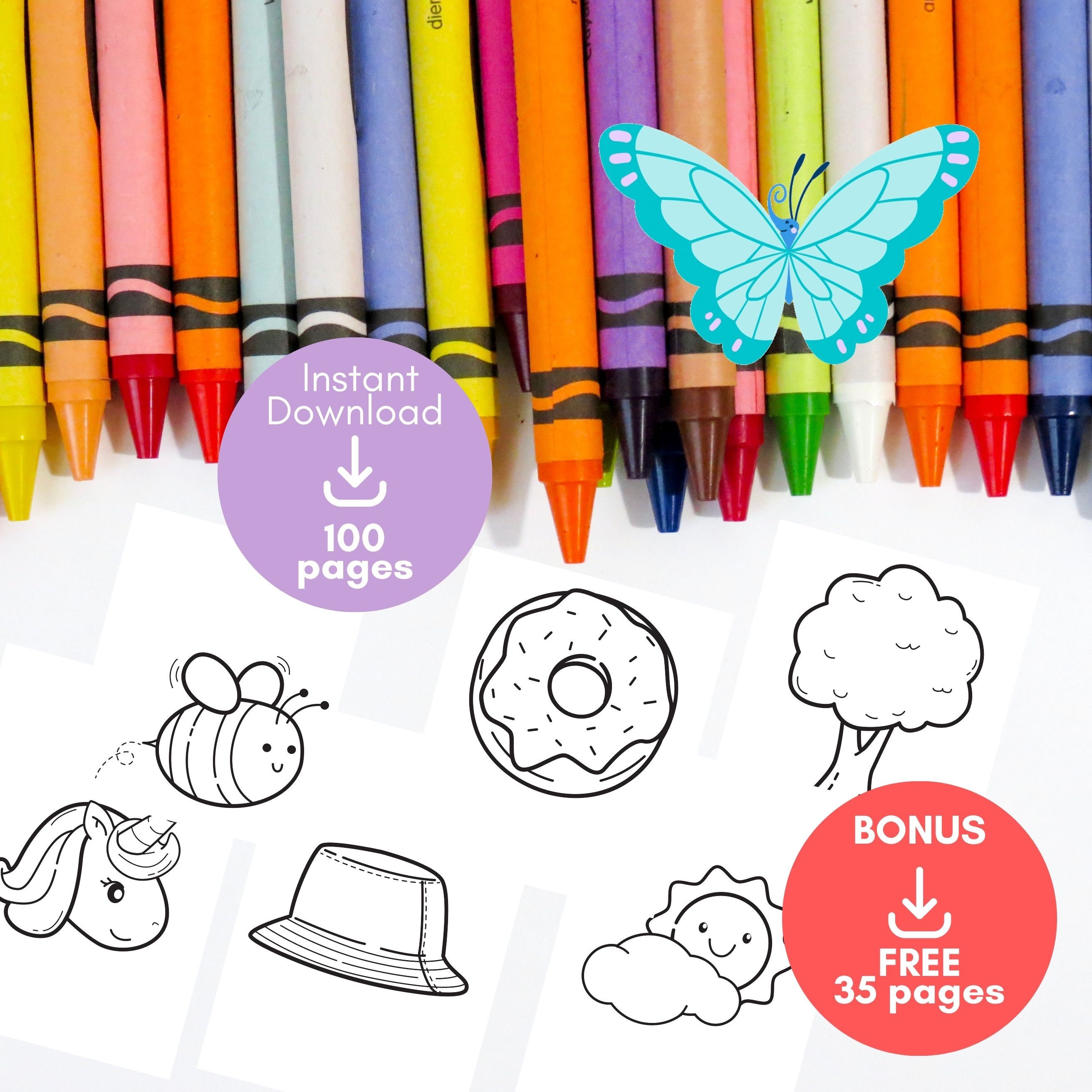 100 Coloring Pages for Kids Printable PDF Instant Download Pages of Fun ...