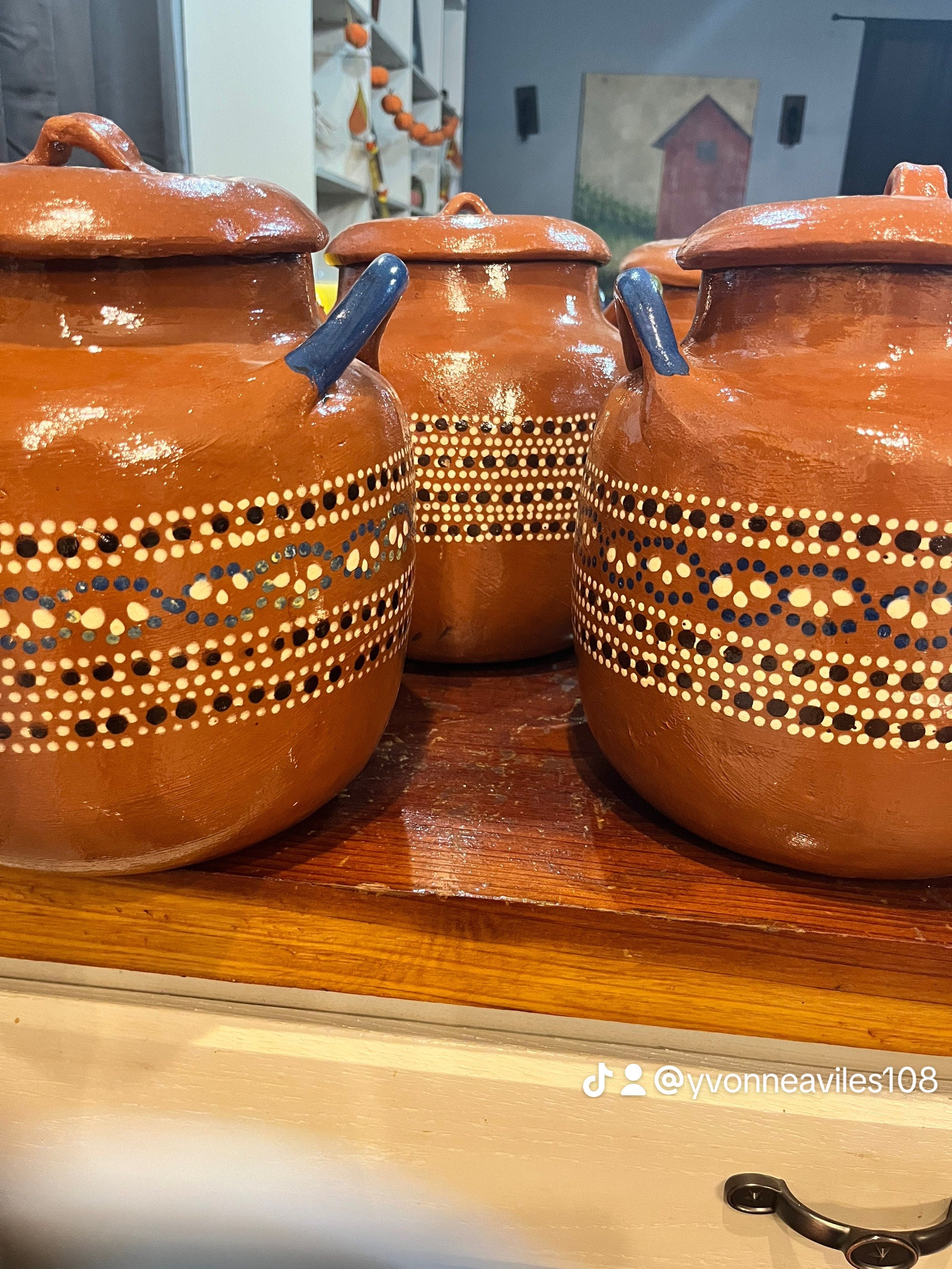 Authentic Mexican Handmade & Hand-painted Frijolera De Barro | Clay ...