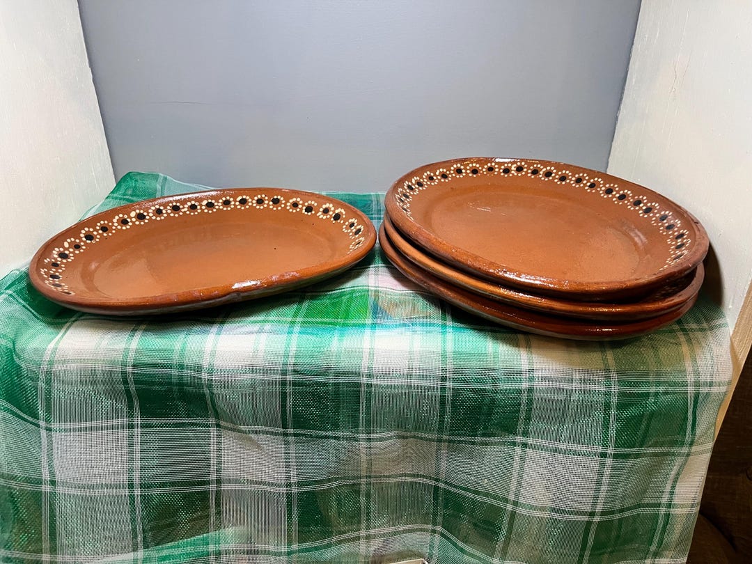 Mexican Handmade Handpainted Oval Barro Plates, Set of 4 - Etsy