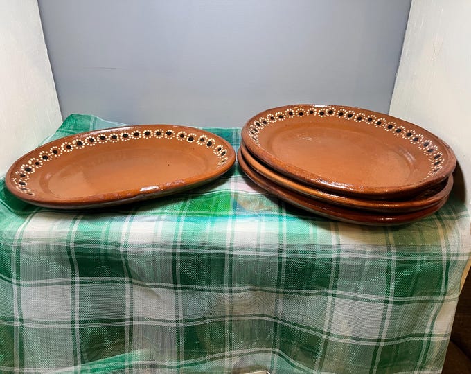 Mexican Handmade Handpainted Oval Barro Plates, Set of 4 - Etsy