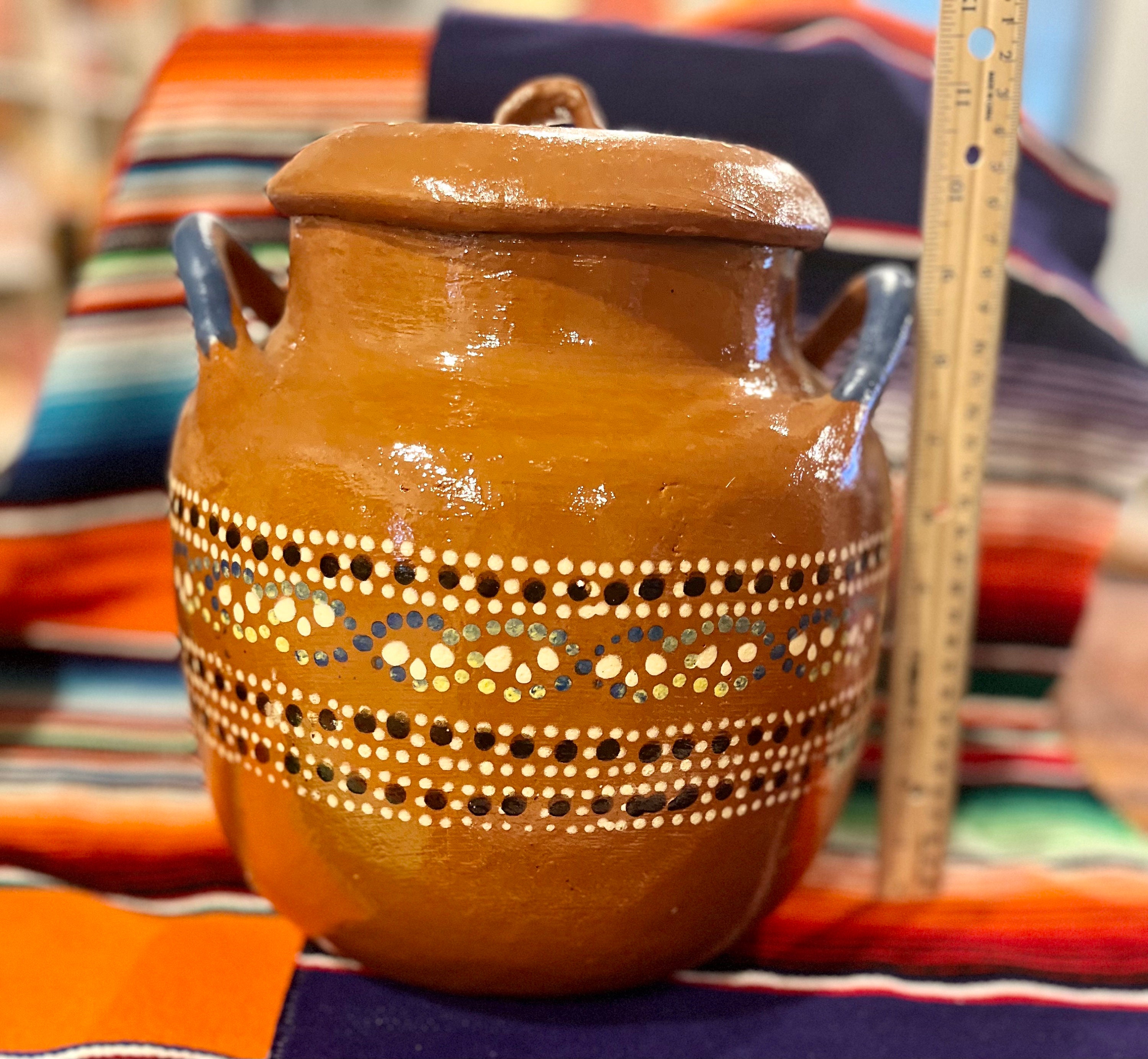 Authentic Mexican Handmade & Hand-painted Frijolera De Barro | Clay ...