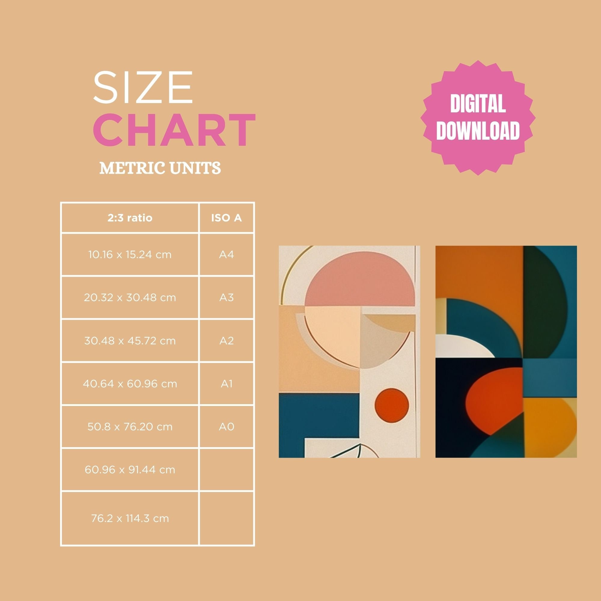 Digital Print, Set of 2, Mid Century Modern Art, Vertical Orientation ...