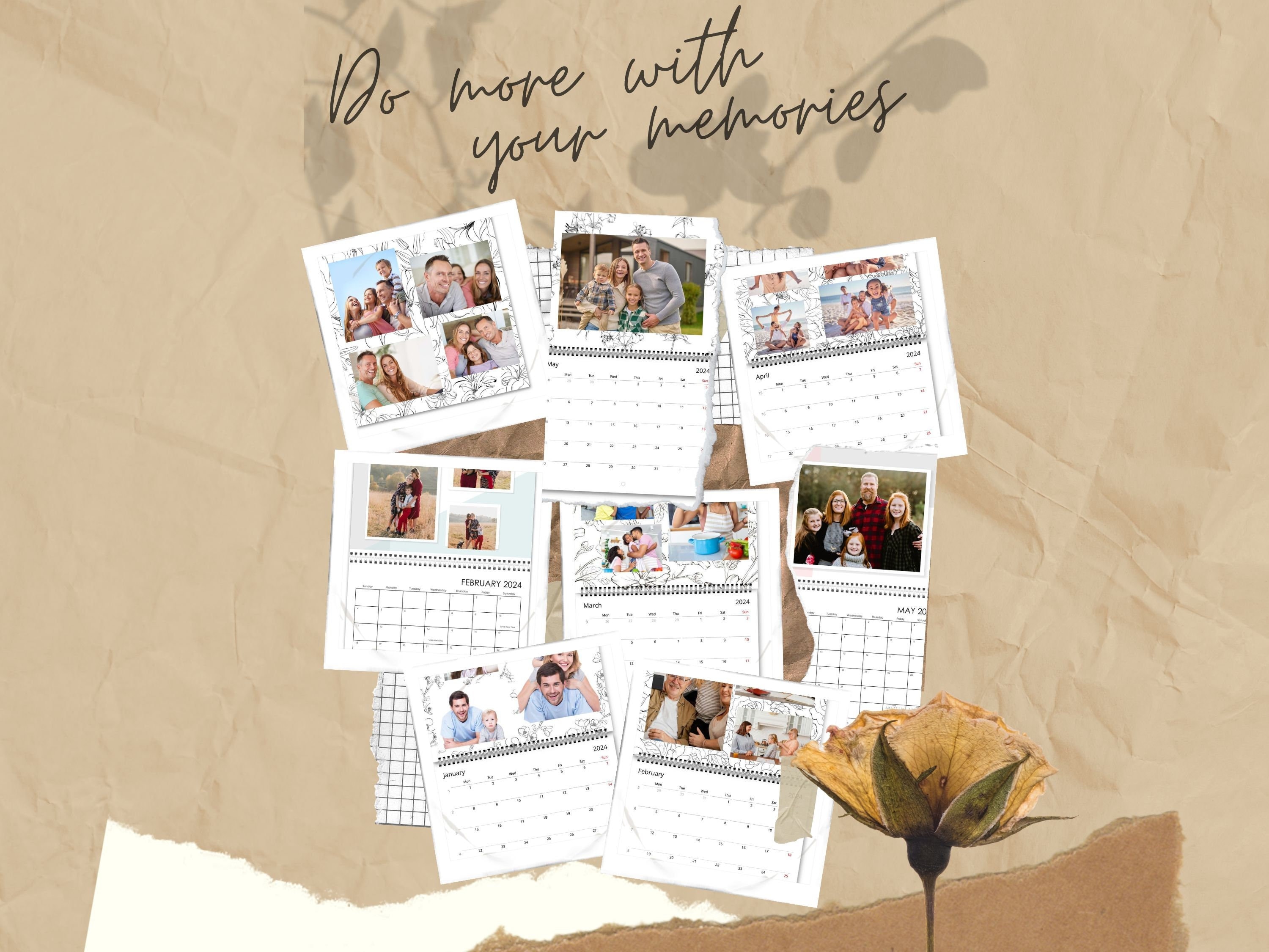 Custom Photo Wall Calendar 2024, Botanical Design, Personalized ...