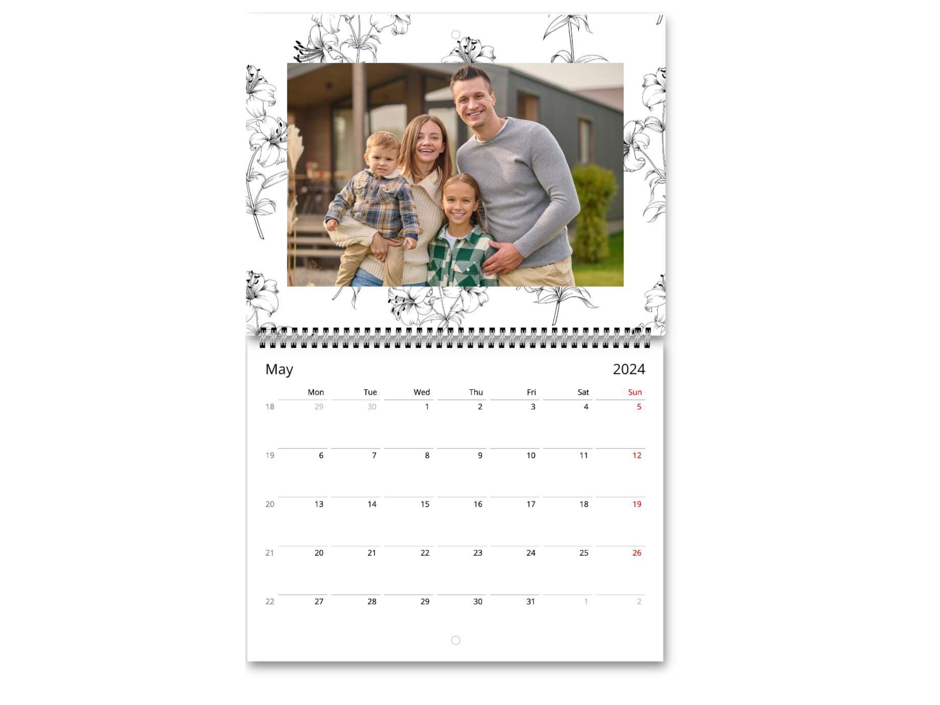 Custom Photo Wall Calendar (2024), Botanical Design, Personalized ...