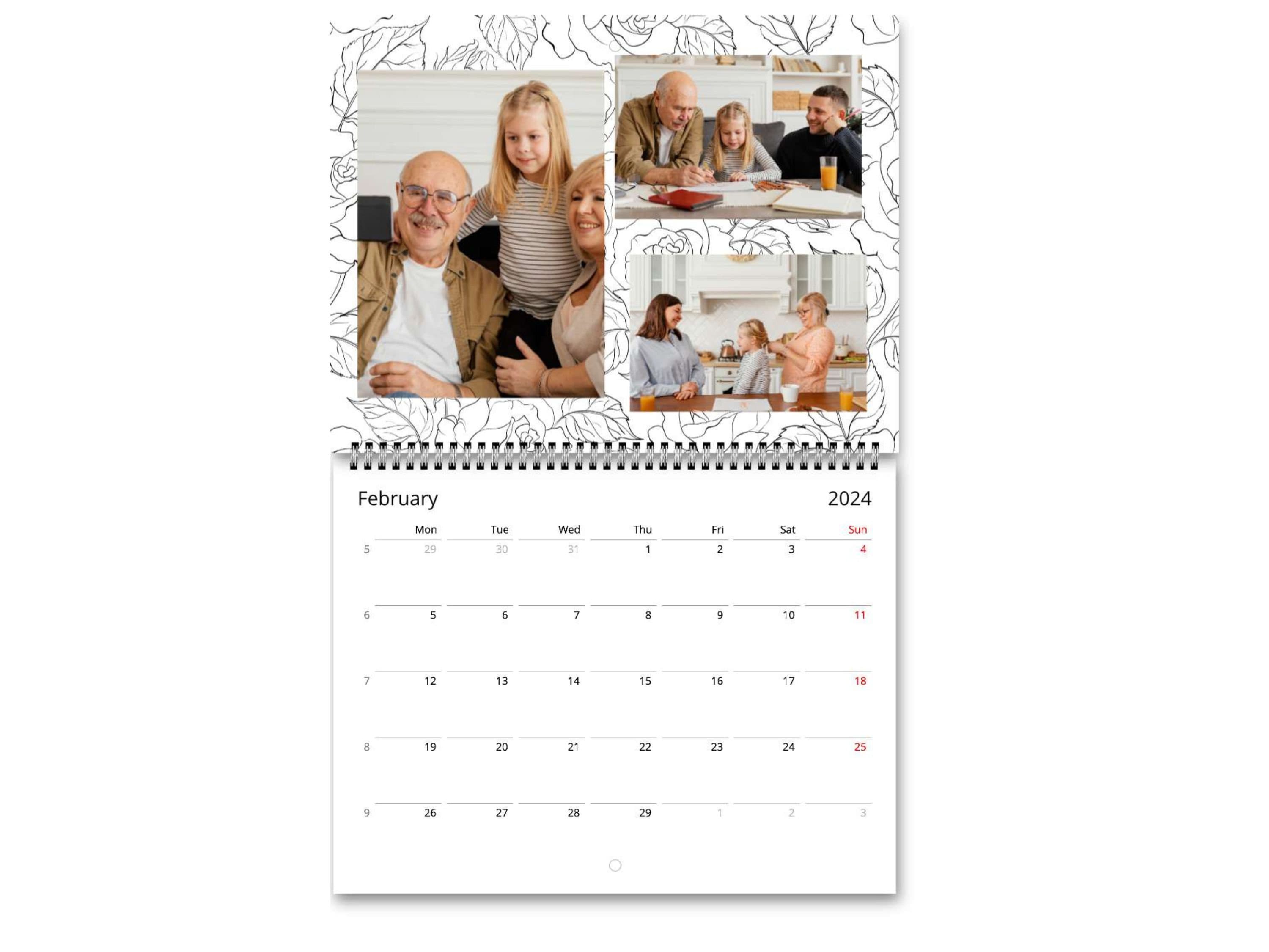 Custom Photo Wall Calendar (2024), Botanical Design, Personalized ...