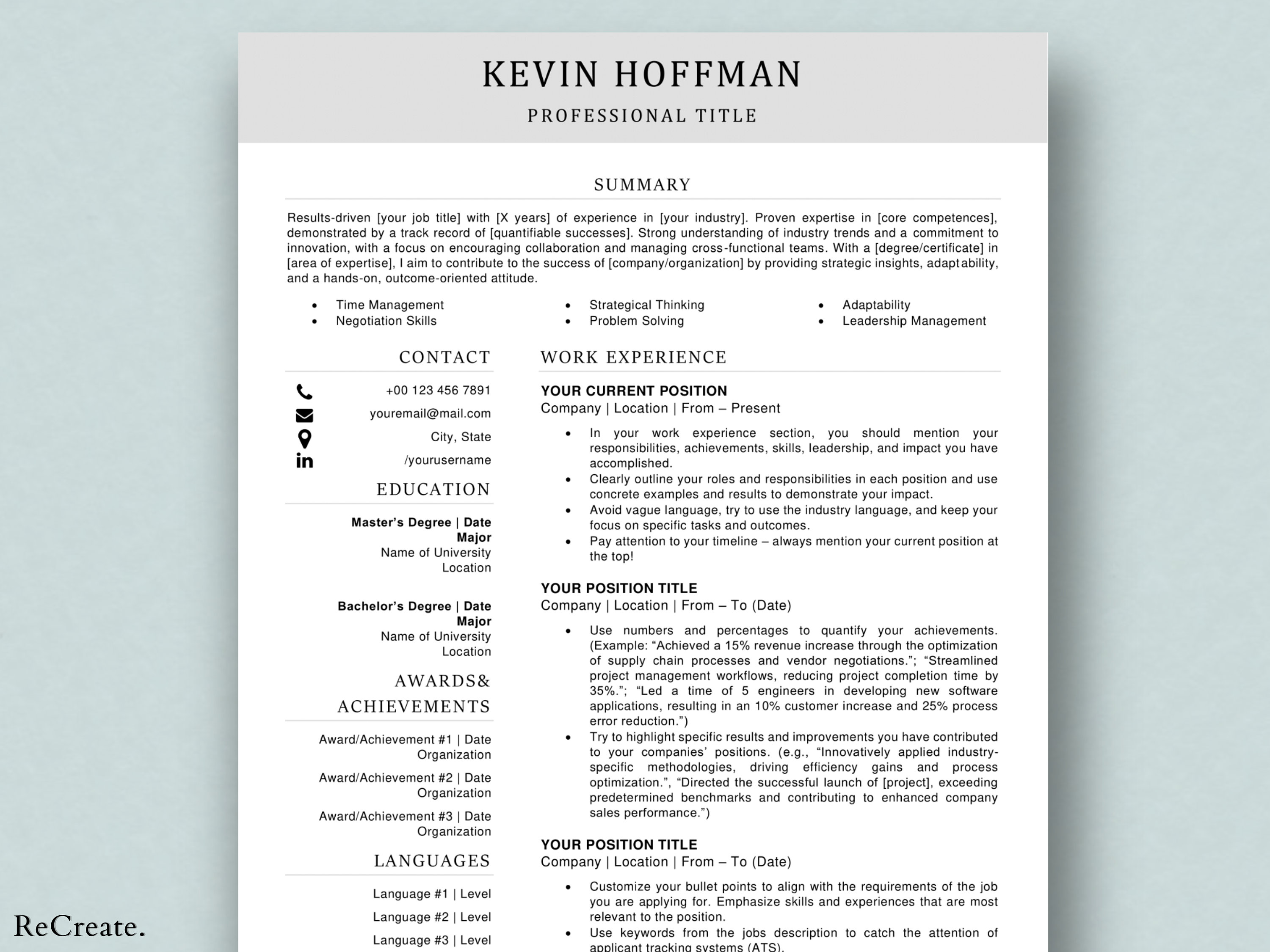 Modern 2024 Resume Template Application for Word Inclusive Cover Letter ...