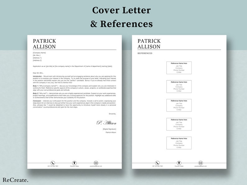 Professional 2026 Resume Template Incl. Cover Letter & Reference ...