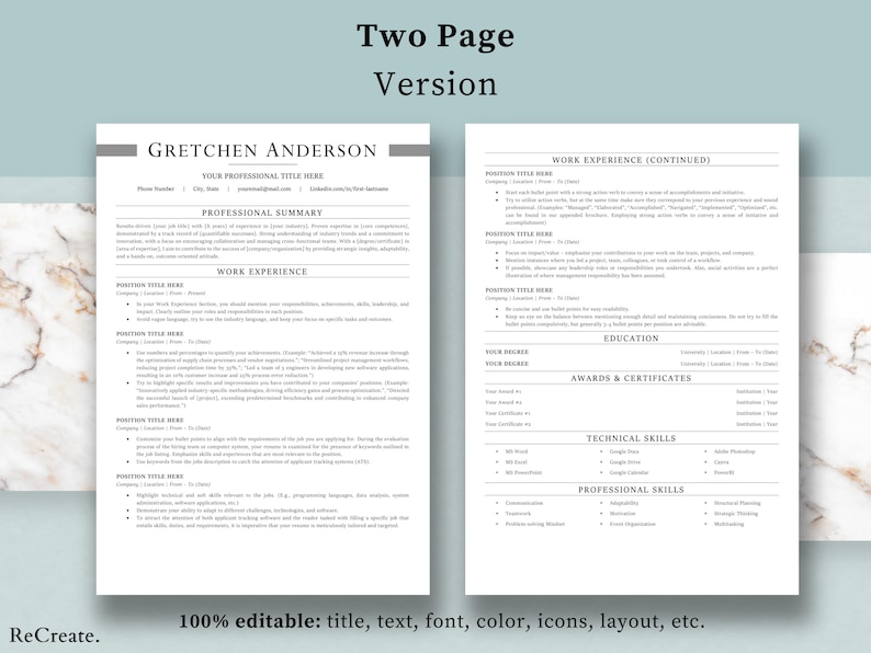 Professional 2026 Resume Template MS Word | Cover Letter & References ...