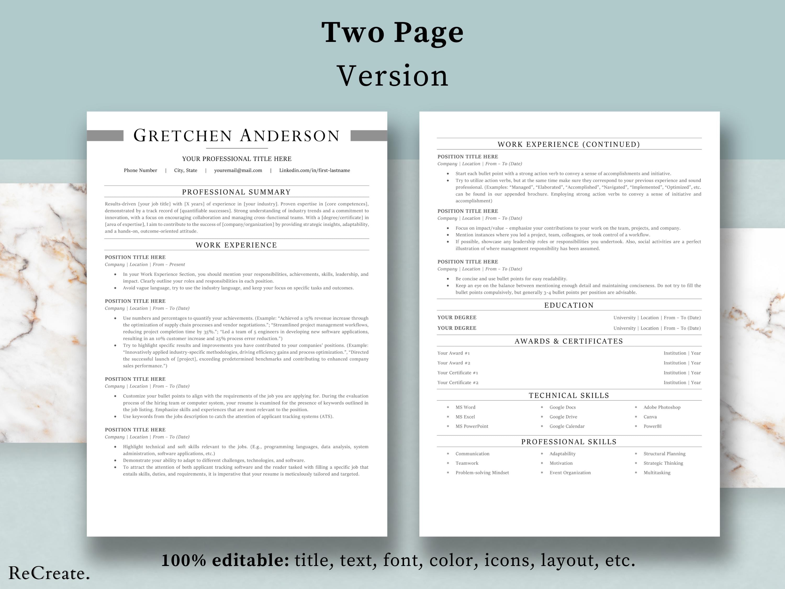 Professional 2025 Resume Template MS Word | Cover Letter & References ...